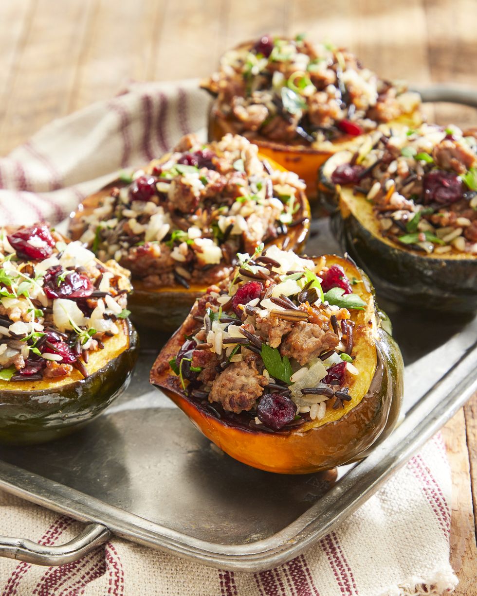 Sausage and Wild Rice Stuffed Acorn Squash